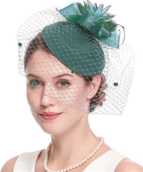 Pulipuqi Fascinator Hats For Women 20s 50s Vintage Pillbox Hat Derby Flower Veil Wedding Tea
