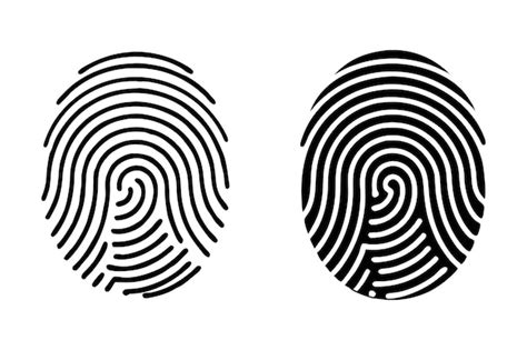 지문 실루 터 들 흑백 아이콘 바탕에 설정 프리미엄 벡터