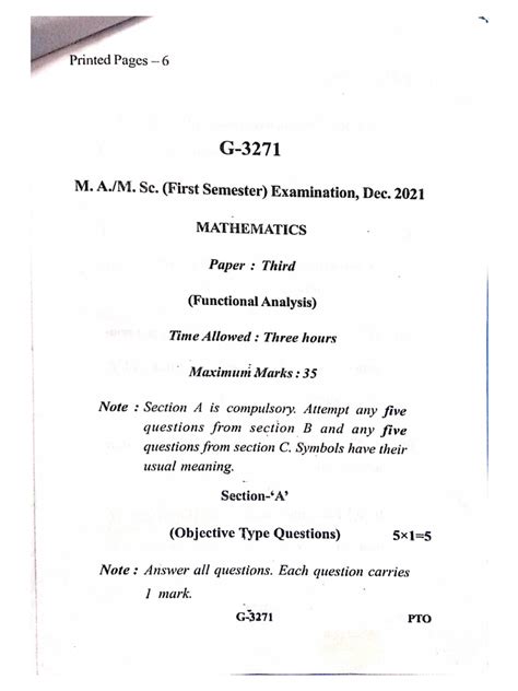 Functional Analysis Objective Pdf