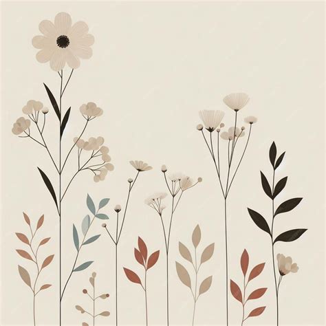 Premium Photo Minimalist Flowers With Cream Color Background Illustration