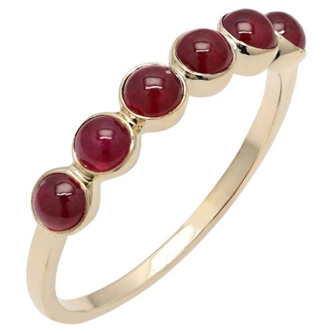 Customizable Round Ruby Half Eternity Band Stacking Ring In 14k Yellow Gold For Sale At 1stdibs