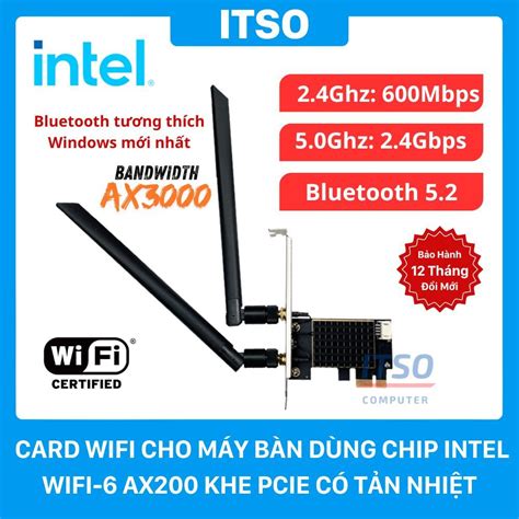 Card Wifi Intel Wifi 6 Ax200 Khe Pci Tích Hợp Bluetooth 5 2 Có Tản Nhiệt Shopee Việt Nam