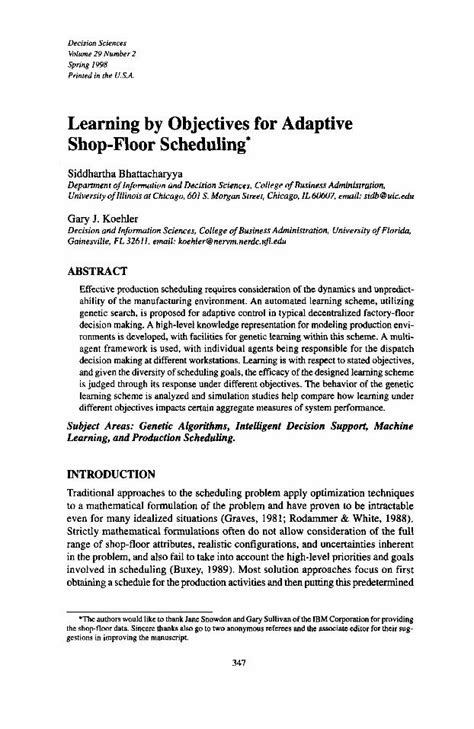 pdf learning by objectives for adaptive shop floor scheduling