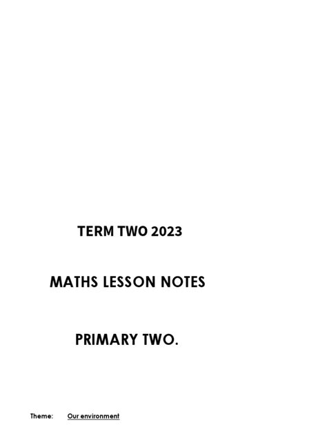 P2 Mathematics Lesson Notes Term 2 Pdf Mathematics Arithmetic