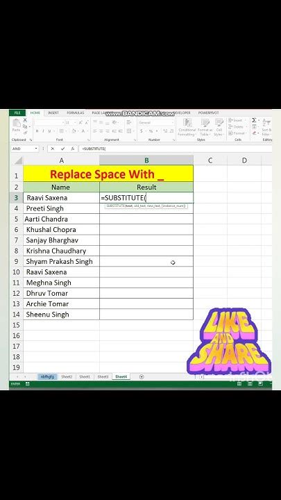 Excel Trick 118 Replace Space With Underscore Shorts Excel