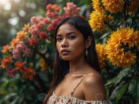 Filipina Model Surrounded By Traditional Filipino Flowers 47608862