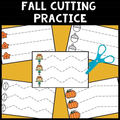 Fall Cutting Practice With Scissors Prek Kindergarten Scissor Skills