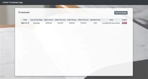 Online Timesheet App Using PHP and MySQL with Source Code | SourceCodester