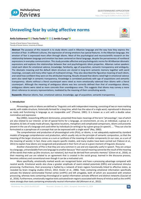 Pdf Unraveling Fear By Using Affective Norms