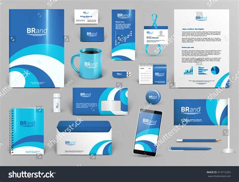 Blue Branding Design Kit Identity Template Stock Vector Royalty Free 413712355 Shutterstock