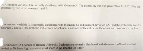 Solved 4 A Random Variable X Is Normally Distributed With