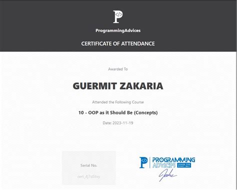 Zakaria Guermit On Linkedin Just Finished Oop Concepts Course And
