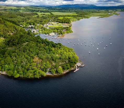 Aerial View Of Balmaha A Small Village On The Banks Of Loch Lomond In The Scottish Highlands