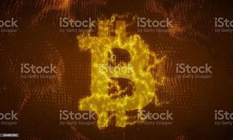 벡터 골든 Bitcoin 기호 건설 흐르는 이진 숫자입니다 Bitcoin Blockchain 전송 컴퓨터 코드 표현입니다 암호화