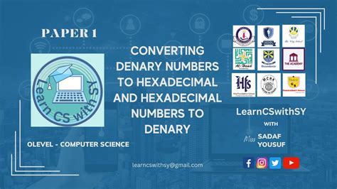 11 Converting Denary Numbers To Hexadecimal And Hexadecimal Numbers To