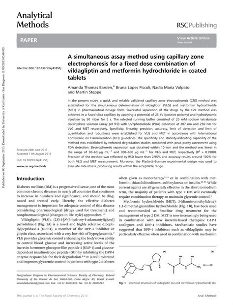 Pdf A Simultaneous Assay Method Using Capillary Zone Electrophoresis