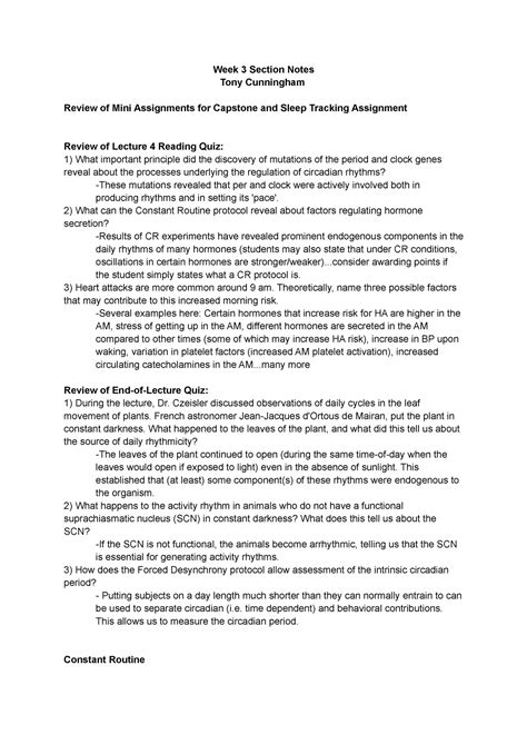 Week 3 Section Notes Lecture 4 Week 3 Section Notes Tony Cunningham