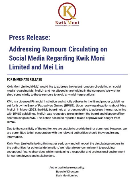 Kwik Moni Limited On Linkedin Addressing Rumours Circulating On Social Media Regarding Kwik