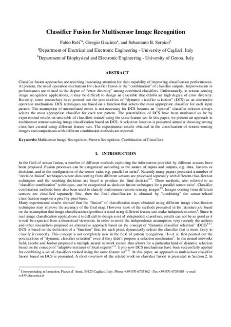 pdf classifier fusion for multisensor image recognition dnyanesh