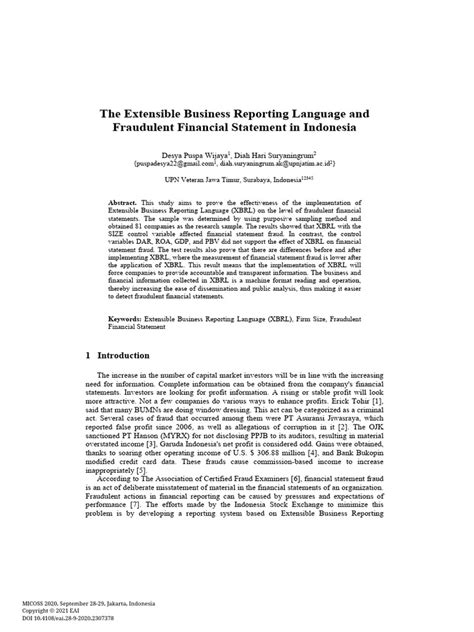 The Extensible Business Reporting Language And Fraudulent Financial
