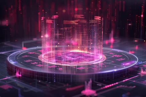 Holographic Glowing Diagram Of The Digital Ecosystem Of Corporate