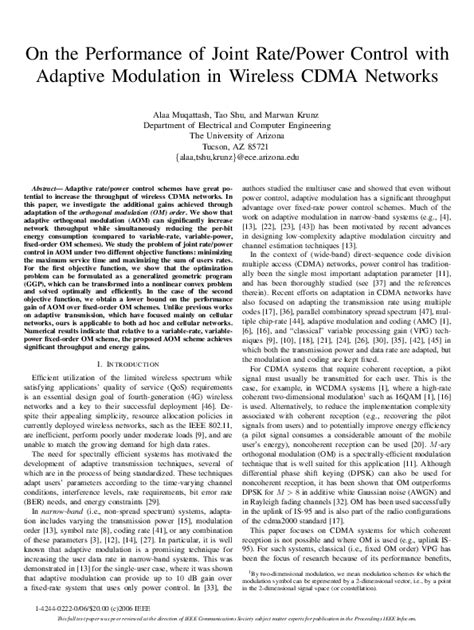 Pdf On The Performance Of Joint Rate Power Control With Adaptive