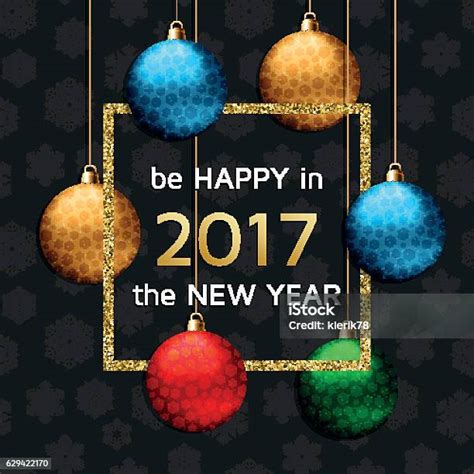 황금 불꽃 놀이와 새해 인사말 카드 벡터 일러스트레이션 2017년에 대한 스톡 벡터 아트 및 기타 이미지 2017년 개념 개념과 주제 Istock