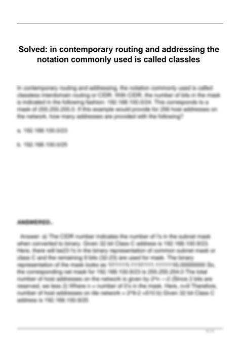 Solution Solved In Contemporary Routing And Addressing The Notation