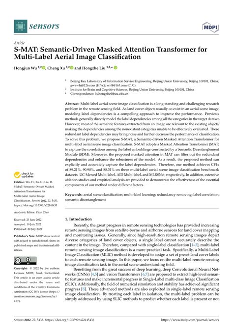 Pdf S Mat Semantic Driven Masked Attention Transformer For Multi Label Aerial Image