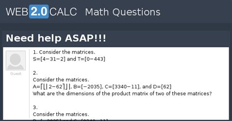 View Question Need Help Asap