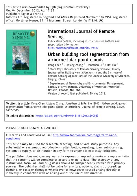 Pdf Urban Building Roof Segmentation From Airborne Lidar Point Clouds