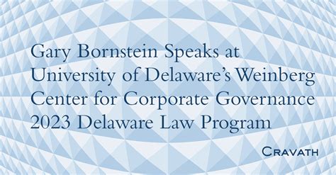 Gary Bornstein Speaks At University Of Delawares Weinberg Center For