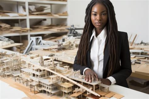 Premium Photo Confident Young Black Female Architect Working On A Model Of A Sustainable City