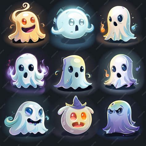 Set Of Cute Ghost Game Icons Premium Ai Generated Image