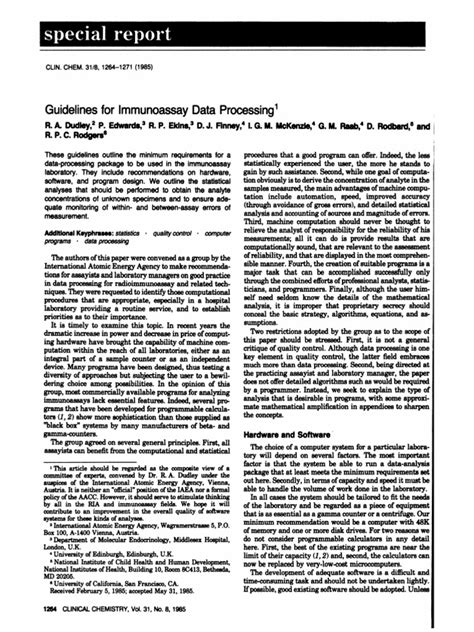 Guidelines For Immunoassay Data Processing1 Dudley 2 P P Eklns 3 D J And R P C