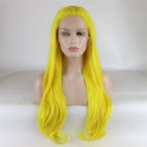 Ladiesstar Lace Front Yellow Wig Realistic Looking Long Wavy Heat