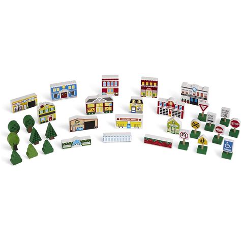 Jual Melissa And Doug Wooden Town Play Set With Storage Tray 32 Pcs
