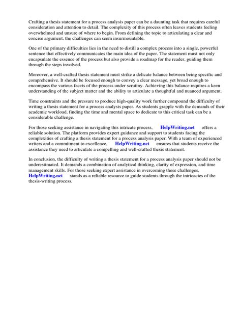How To Write A Thesis Statement For A Process Analysis Paper Pdf