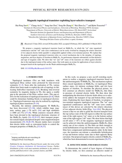 Pdf Magnetic Topological Transistor Exploiting Layer Selective Transport