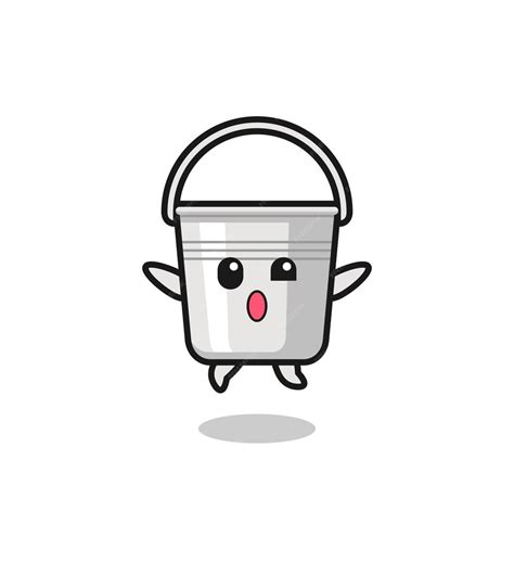 Premium Vector Metal Bucket Character Is Jumping Gesture