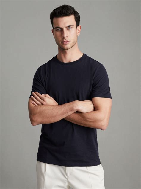 Cotton Crew Neck T Shirt In Navy Reiss