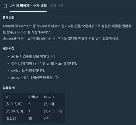 프로그래머스java Lv1 나누어 떨어지는 숫자 배열