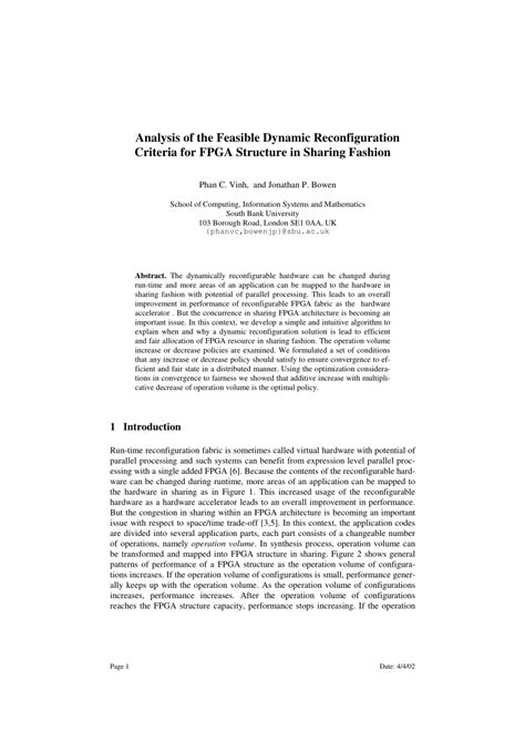 Pdf Analysis Of The Feasible Dynamic Reconfiguration Criteria For