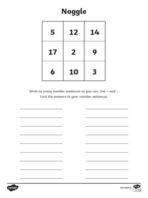 Noggle Activity Sheet 1 Pdf