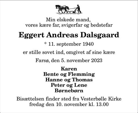 Dødsannonce For Eggert Andreas Dalsgaard Nordjyske Dk