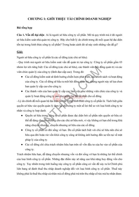 Q Academy HƯỚNG DẪN BÀI TẬP TCDN UEH CHƯƠNG GIỚI THIỆU TÀI CHÍNH DOANH NGHIỆP Bài tổng hợp