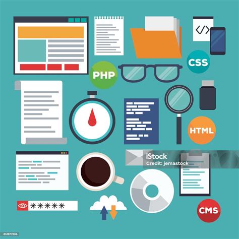 Warna Latar Belakang Elemen Pemrograman Kode Bahasa Ilustrasi Stok