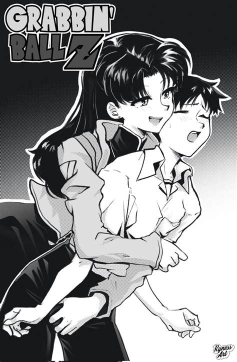 Ikari Shinji And Katsuragi Misato Neon Genesis Evangelion Drawn By