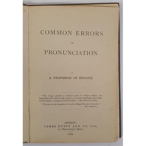 Common Errors In Pronunciation By A Professor Of English Anonymous
