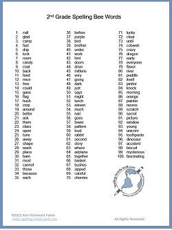 2nd Grade Spelling Words List